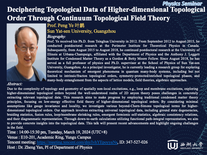 Physics Seminar | Deciphering Topological Data of Higher-dimensional ...